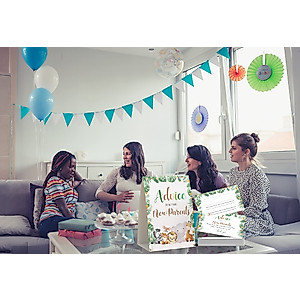 Toctose Advice for New Parents, Parenting Advice Card, Baby Shower Party, Tips for the Parents To Be，Includes a 5x7 Standing Sign and 25 4x6 Advice Cards(JYC035)