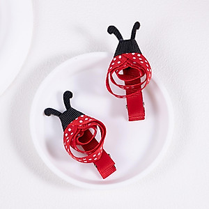 Ladybug Hair Bow Clips Girls Halloween Ladybug Birthday Party Costume Dress Up Cartoon Decor Accessories Kids Cute Red Black Polka Dot Ribbon Alligator Barrettes Pins