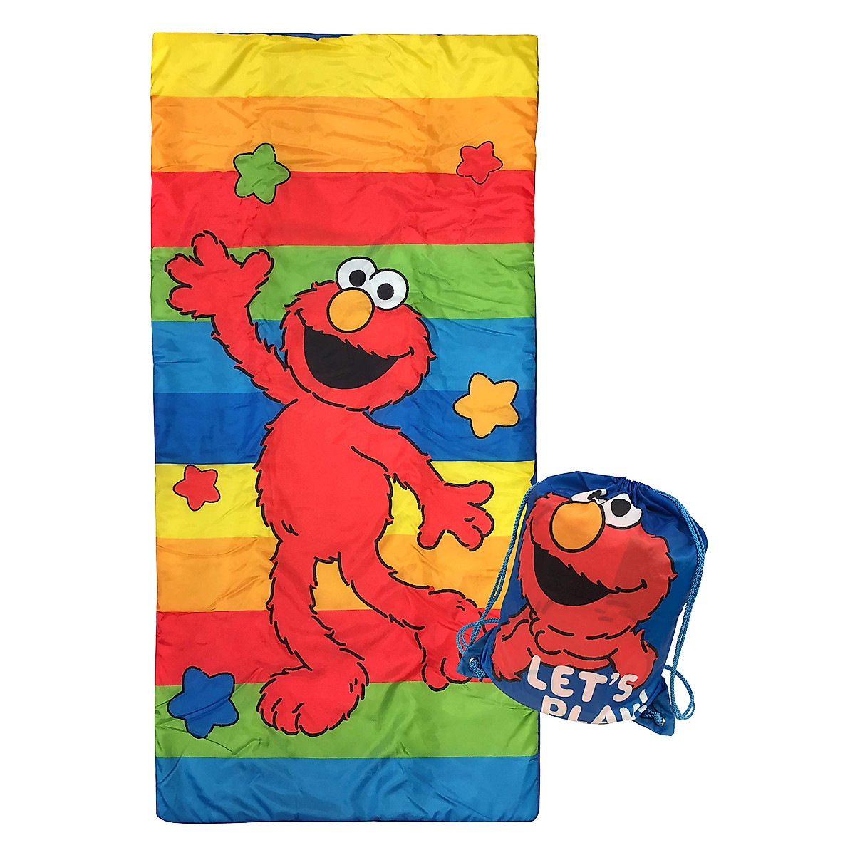 Jay Franco Sesame Street Lets Play Slumber Sack - Cozy & Warm Kids Lightweight Slumber Bag/Sleeping Bag - Featuring Elmo (Official Sesame Street Product)
