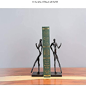 Bookend Supports HeavyDuty ， Bookends, Heavy-Duty Art Desktop Bookends, People Design and Decorate for Home Office, 1 Pair of Decorative Bookends
