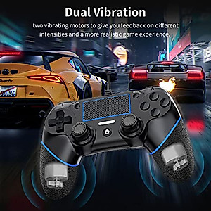 cicilogic Wired PS-4 Controller for PC/Play-Station 4/Pro/Slim and Windows 10/8/7, For PS-4 Wired Controller with Double Vibration Shock and Motion Motors, Professional USB Wired PS4 Controller