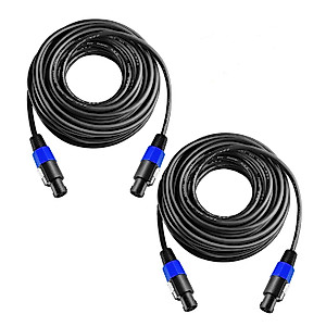 Yoico 2Pcs 100 Feet Professional Speakon to Speakon Cables Wire Speaker Audio Amplifier Cord 7mm with Twist Lock