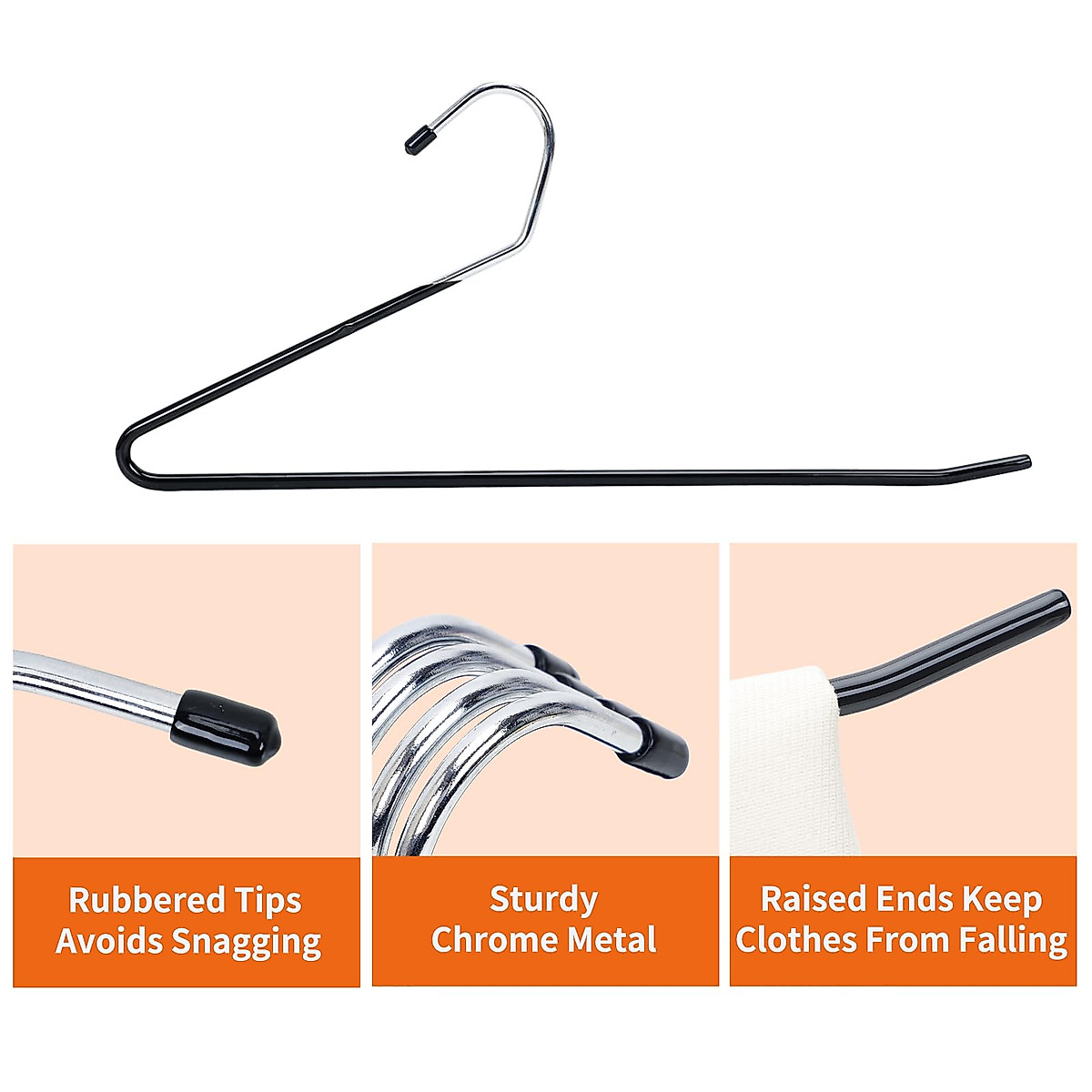 Fixwal 24 Pack Pants Hangers, Open Ended Metal Jeans Hangers Space Saving, Non Slip Hanger for Pants, Closet Storage Organizer for Clothes Leggings Trousers Ties Slacks Etc