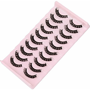 DALAETUS False Eyelashes, 10 Pairs Pack Russian Strip Lashes Natural Wispy Fluffy Lashes 3D Effect Fake Eyelashes
