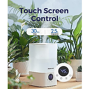 Aromacare Humidifiers for Bedroom, 2.5L Cool Mist Air Humidifier with Essential Oil Diffuser, Small Ultrasonic Top Fill for Baby Kids Plant, Auto Humidity, Auto Shut-Off (White)