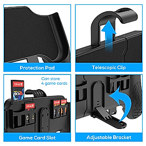 Switch OLED Grip Case Compatible with Nintendo Switch/ Switch OLED/ Switch Lite - Universal Hand Grip Accessories with Adjustable Stand/ 4 Game Slots, 8 Thump Caps for JoyCon & Switch Control, Black