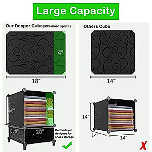 VINGLI Portable Closet Shelves, 16 Cube Clothes Organizer, Plastic Playroom Storage, Storage Closet, DIY Cube Storage Organizer with Doors and Hanging Rods