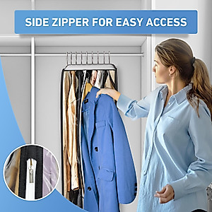 10" Gusseted All Clear Garment Bags, 40" Suit Bags for Closet Storage Hanging Clothes, Shirts, Coats, Dresses, 6 Packs