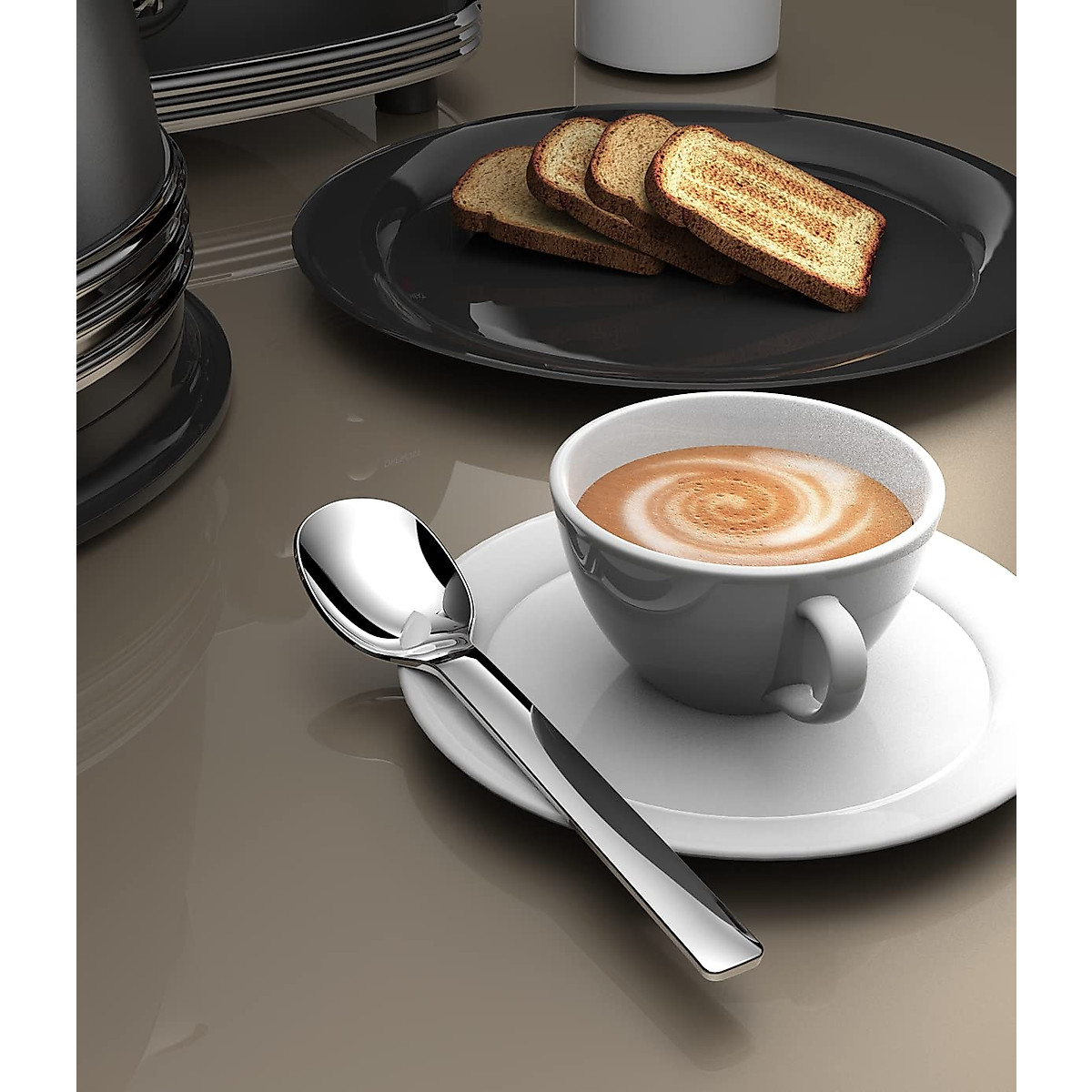 Krihan Demitasse Espresso Spoons, Mini Coffee Spoon Set of 6, 18/10 Stainless Steel Teaspoons, 5.43-Inch Small Spoons for Dessert, Tea & Coffee, Dishwasher Safe