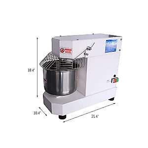 Hakka Commercial Dough Mixer, 5 Qt Spiral Mixer Food Mixer Machine Dual Rotating Dough Kneading Machine with Food-grade Stainless Steel Bowl, Security Shield & Timer