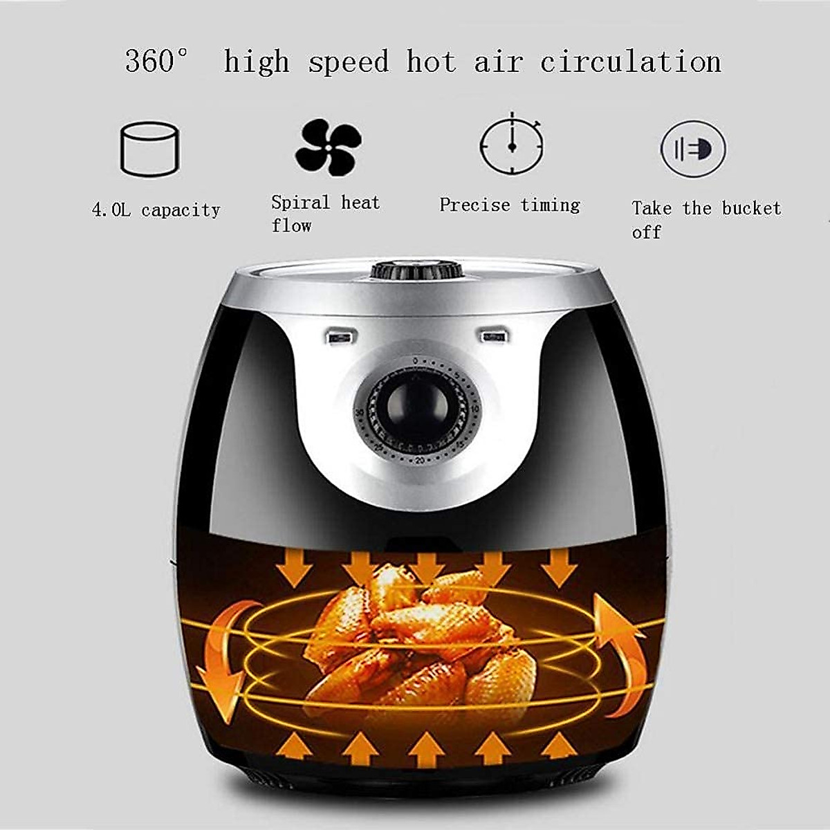 ELEdvb Electric Fryer Intelligent Full Automatic French Fries Machine,Tiered Electric Digital air Fryer Cooker, Watts with Full Color,size 310 * 310 * 345mm