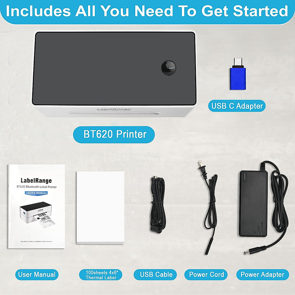 LabelRange 300DPI High Resolution Thermal Label Printer - Commercial Grade Shipping Label Printer 4x6, Support Amazon Ebay Paypal Shopify Etsy Shipstation and More on Windows, Mac and Linux System