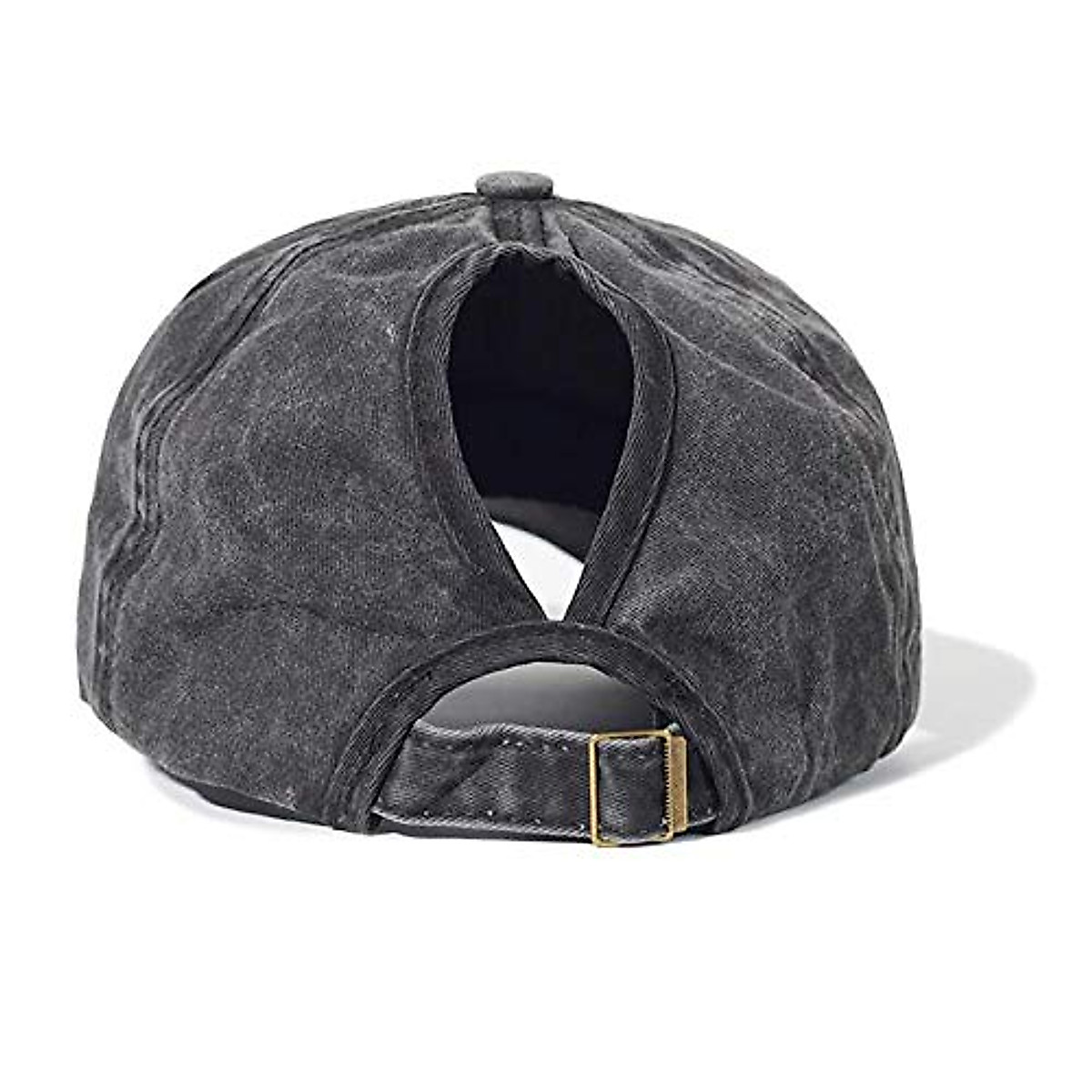 Washed Ponytail Hats Pony Tail Caps Distressed-Baseball for Women(Jean Black)