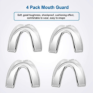 4 Pack Kids Mouth Guard for Grinding Teeth, Night Sleep Teeth Guards, Eliminates TMJ & Teeth Clenching, Stops Bruxism, Teeth Whitening Tray, Sport Athletic Mouth Guard (Kid Size only fit for Kids)