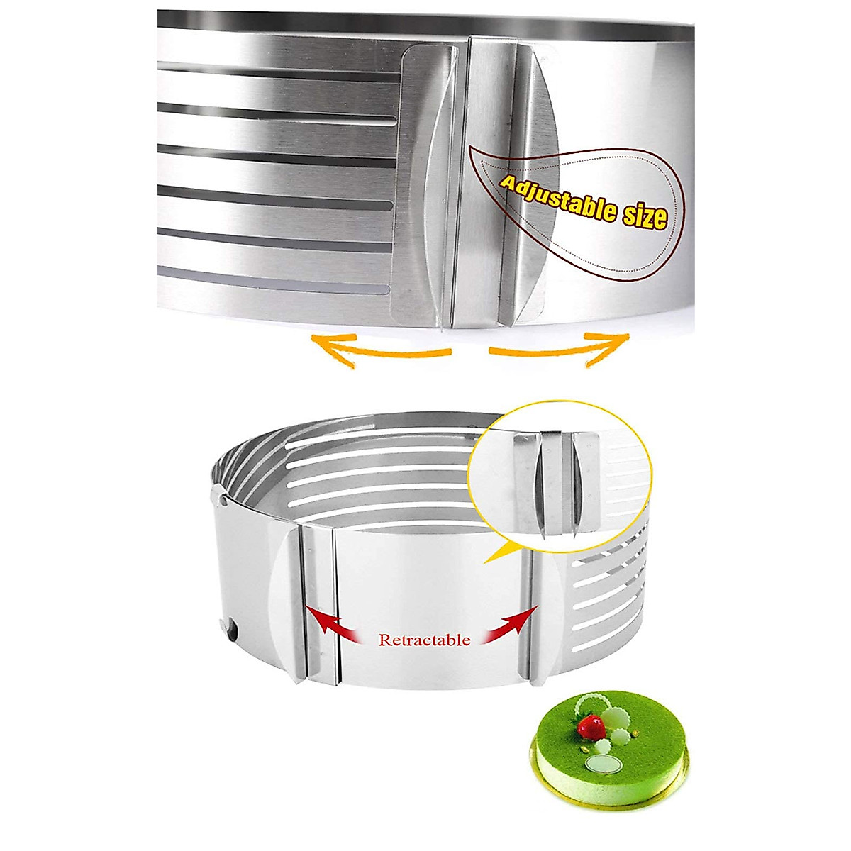 Cake Leveler Cake Slicer Layer Cake Cutter Slicer Stainless Steel Adjustable Big Cake Rings 7-Layer Cake 6-8 inch/9.5-12inch Stainless Steel Cake Slicer Leveler Mousse Mould Slicing Cake