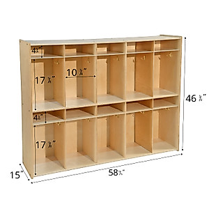 Contender 10 Section Locker Organizer for School Teens, Stationary Cabinet, Classroom Coat Locker Sports Lockers for Kids Bedroom for Classroom Furniture Kindergarten