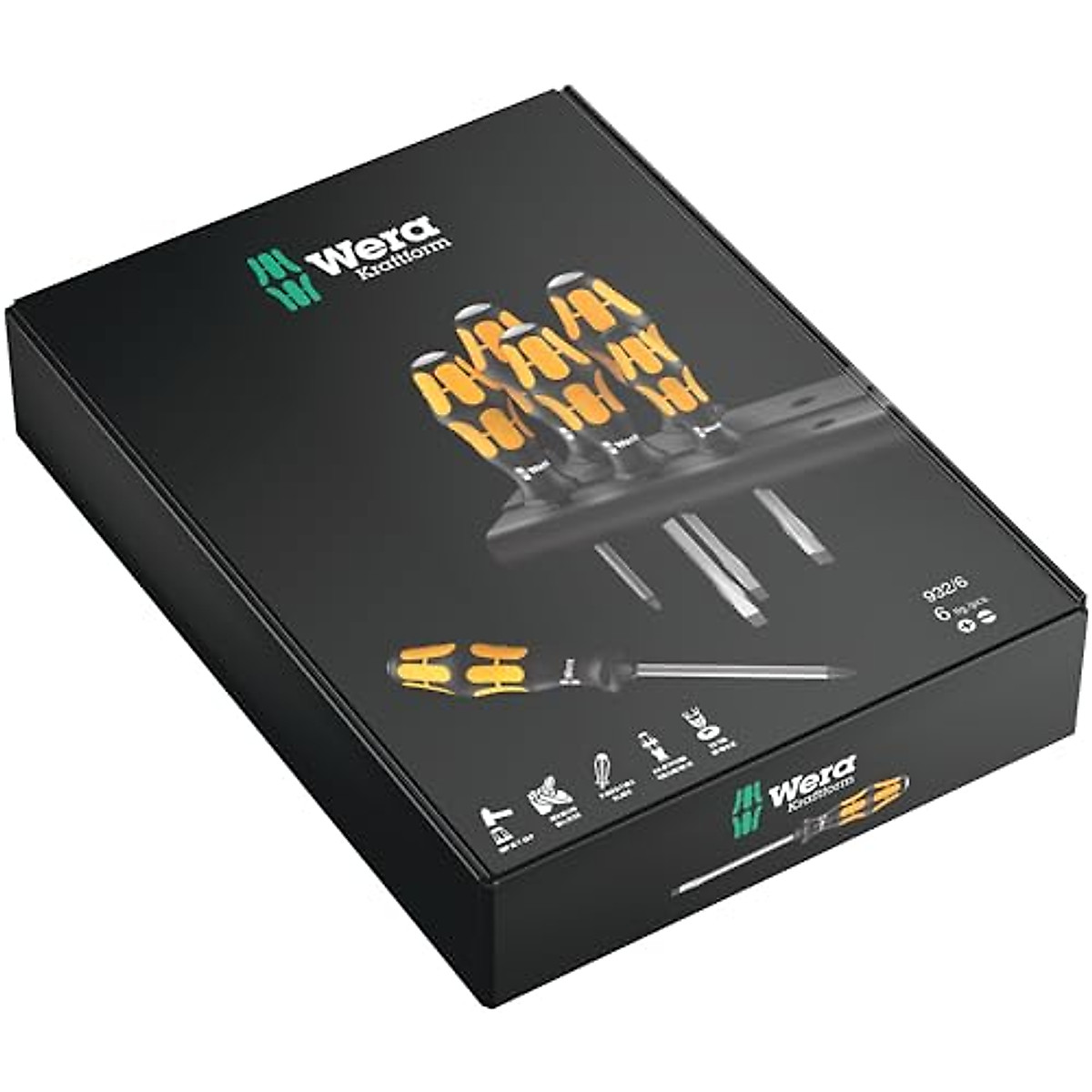 Wera - 5018282001 932/6 Kraftform Plus Screwdriver Set and Rack, 6-Pieces