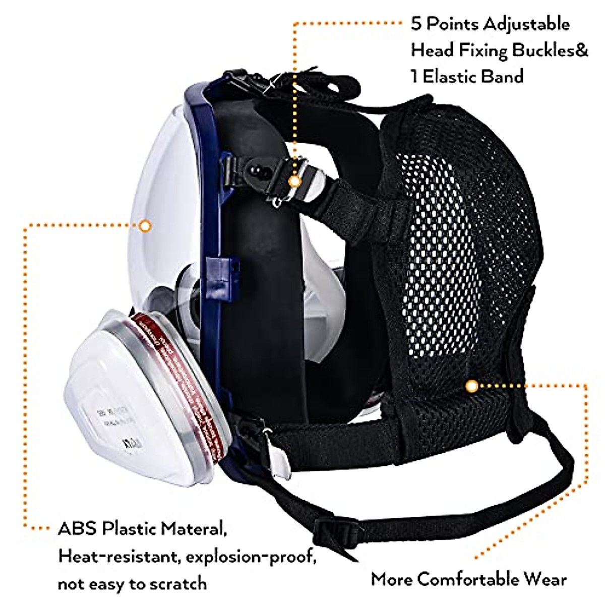 INCLY Full Face Respirator Mask, Safe Gas Masks Cover with Asbestos & Filter Reusable for Against Smoke, Dust, Chemical, Paint, Sanding, Welding, Vapors,Hazmat, Logging