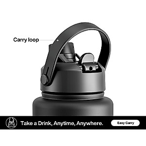 POWCAN 40 oz Insulated Water Bottle with 2-in-1 Straw and Spout Lid, Keep Cold 24H, Leak-Proof, BPA-Free, Double Wall Stainless Steel Water Bottle for Sports, Gym, Travel, and School (Black)