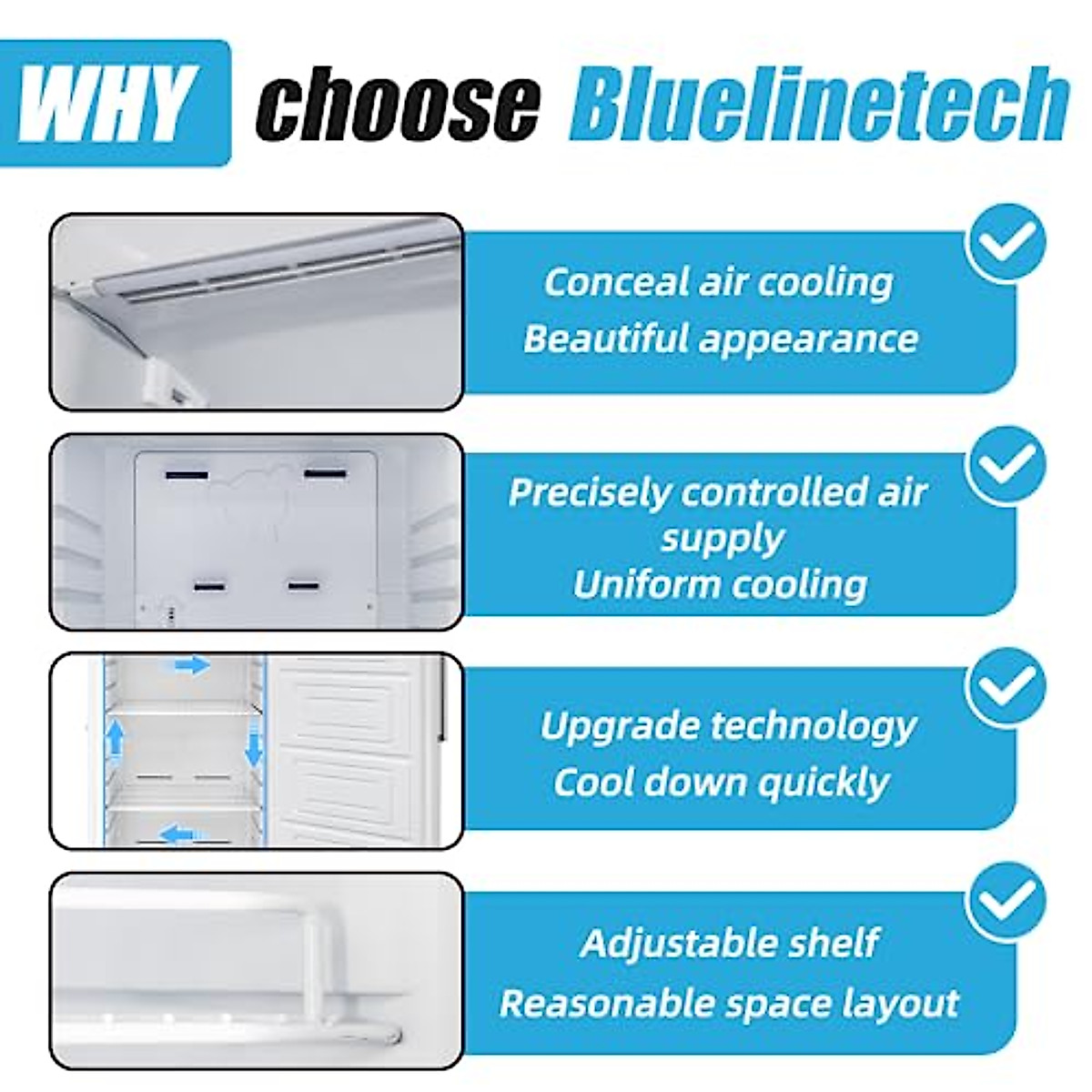 BLUELINETECH Display Refrigerator 18.6Cu.ft, 33-45℉, White, for Food and Beverage Refrigeration, for Commercial Kitchen, Home, Canteen, Restaurant