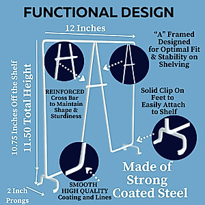 Evelots Wire Shelf Dividers -8 Pack- Closet Storage & Organization for Office, Pantry, Garage - Tall Shelf Separator - Easy Clip-No Tool - Coated Steel
