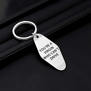 ENSIANTH Hotel Keychain Clueless Inspired Keychain You're a Virgin Who Can't Drive Motel Key Tag (Who Can't Drive)