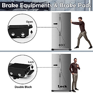 Universal Extendable Furniture Appliances Rollers, Strong Mover Tools with 24 Roller & Brake Equipment Strong Base for Washing Machines Refrigerators Dryers Bearing 600LB