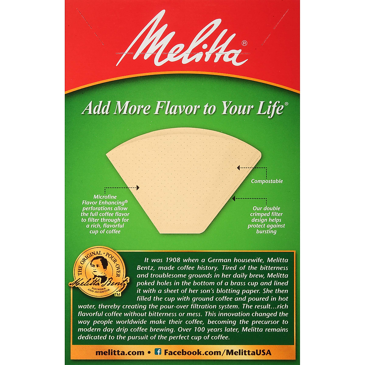 Melitta 4 Cone Coffee Filters, Unbleached Natural Brown, 40 Total Filters Count - Packaging May Vary
