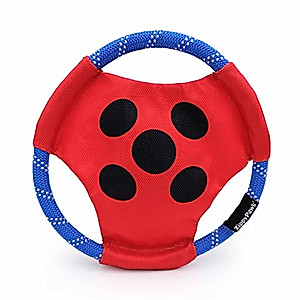 ZippyPaws x Miraculous, Ladybug Rope Gliderz - Durable Outdoor Dog Toy, Pet Flying Disc, Soft Frisbee Dog Toy for Throwing & Fetching, Gift for Dog Dads - Blue