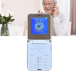 GOWENIC Big Cell Phone for Seniors, Flip Design, Dual Screen Display, Large Buttons, Quick Dial, Clear Sound, HD Camera, LED Flashlight for Seniors (Blue)