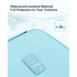 Luxtude Small Hanging Toiletry Bag for Women, Water-resistant Travel Toiletry Bag with Hanging Hook, Portable Toiletry Travel Organizer Bag for Toiletries, Shower, Bathroom, Cosmetics etc.(Blue)