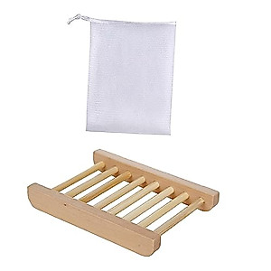 Alipis 1 Set soap Holder Tray Kitchen countertop soap Holder soap draining Holder Foaming Net soap Drain Rack soap Riser soapdish soap Bag Bath soap Holder Soap Dish Holder Bamboo Sponge
