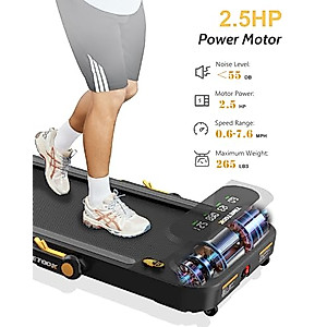 TIMETOOK Under Desk Treadmill, 2 in 1 Folding Treadmill 2.5HP Walking Treadmill with 265lb Weight Capacity, Walking Pad Design, Electric Foldable Treadmill for Home Office