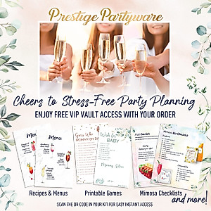 PRESTIGE Mimosa Bar Kit | Bubbly Brunch Decorations w/Greenery Mimosa Bar Sign & Gold Banners. Classy Bridal Shower Decorations, Momosa Bar Baby Shower Supplies, Rustic Birthday Party Brunch Decor Set