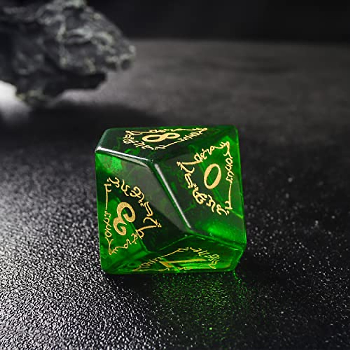 VVFOR Prism Rainbow Glass DND Dice Set Sharp Edge Polyhedral D&D dice for Role Playing Games Table Games D20 D6 D10 D12 D8 (Green Viking)