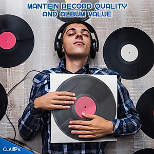 Claev 100 Anti Static Inner Record Sleeves w/Rice Paper for Vinyl LP Records (12 inch, Square), High Fidelity Protective Plastic Storage Covers