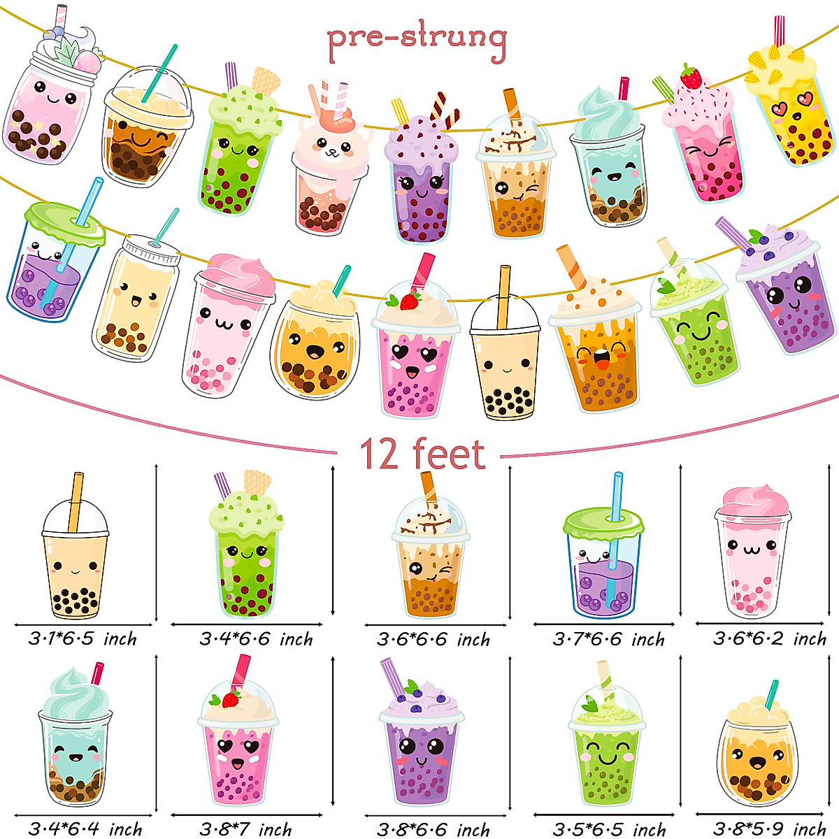 2Pcs Bubble Milk Tea Party Banners Bubble Tea Birthday Party Decorations Pearl Milk Tea Cutout Banners Boba Tea Party Decorations for Bubble Boba Tea Theme Birthday Party Baby Shower Supplies