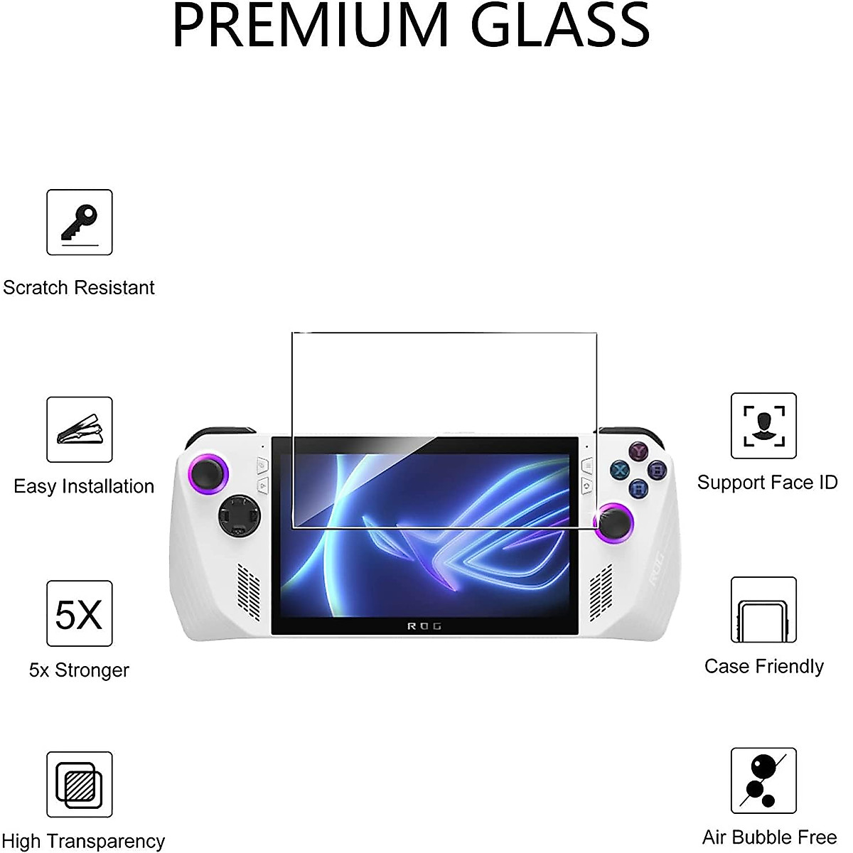 T Tersely [2 Pack Screen Protector Glass for ASUS ROG Ally Handheld 7 inch 2023/ROG Ally X 2024, Premium 9H Tempered Glass Screen Protector for ROG Ally 7 inch