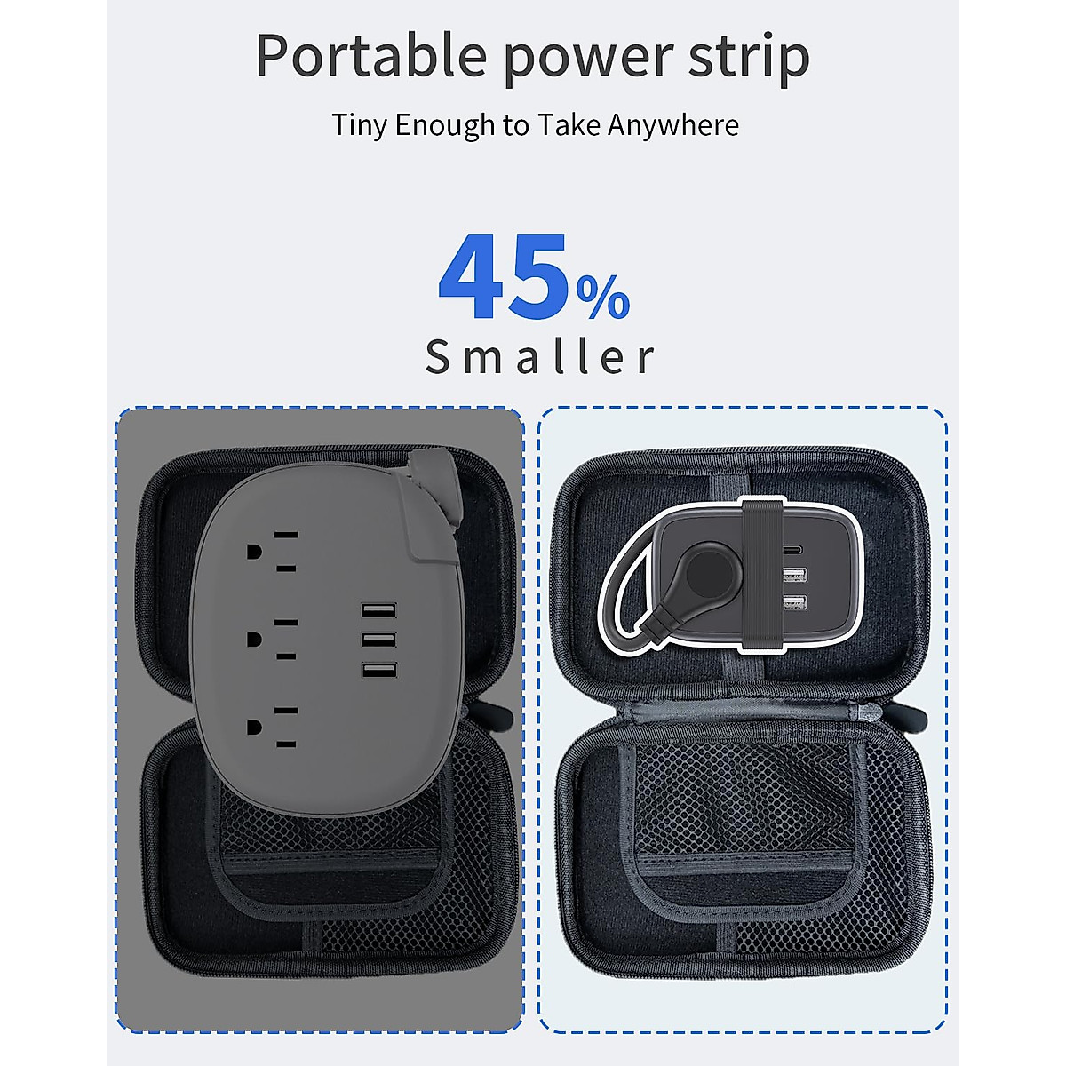 Travel Power Strip with USB C Port, NTONPOWER Small Power Strip with Flat Plug,Multi Plug Travel Extension Cord Portable Power Strip with 2 Outlets 3 USB (1 USB C), for Cruise Travel Home Essentials