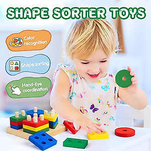 MCGMITT Silicone Stacking Toys, 4 in-1 Montessori Rainbow Stacker for Toddler, Soft Nesting Blocks, Building Creative Color Shape Matching Toy Set