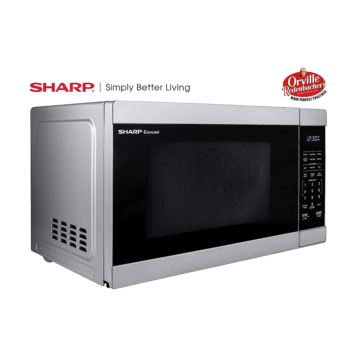 SHARP ZSMC1162HS Oven with Removable 12.4" Carousel Turntable, Orville Redenbacher's Certified, Cubic Feet, 1000 Watt Countertop Microwave, 1.1 CuFt, Stainless Steel