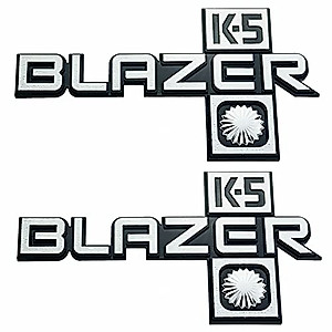 Set of 2 K5 Blazer Front Fender Emblem 3D Logo Badge Replacement for 1981-1987 Blazer Truck Models 14051844 (Silver Black)