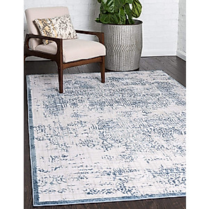 Unique Loom Aberdeen Collection Area Rug - Stanhope (4' 1" x 6' 1" Rectangle, Blue/ Gray)