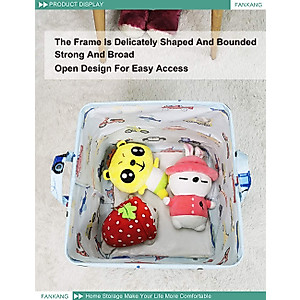 FANKANG Square Nursery Hamper Storage Bins Canvas Laundry Basket Foldable with Waterproof PE Coating Storage Baskets Gift Baskets for Children, Office, Bedroom, Clothes（Square-Car ）