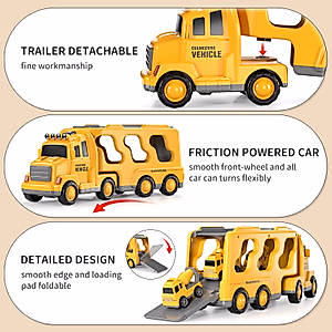 Construction Trucks Toddler Boy Toys Cars for Toddlers 1-3 - Kids Toys for 3 4 5 6 Years Old Boys Transport Vehicle Carrier Truck, Car Toys Set for Age 3-9, Christmas Birthday Gifts