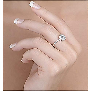 JewelsForum 14K White Gold 0.80 Carat Natural Diamond Galileo Halo Engagement Anniversary Wedding Ring for Women (Color-HI,Clarity-I1/I2) (6.5)