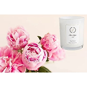Chez Juju Natural Soy Wax Candle | Peony & Blush Suede | Luxurious Scented Candle Fragrance Aromatherapy | Clean Burning | Handcrafted | Plant-Based Vegan Eco Friendly | Pure Fine Essential Oils