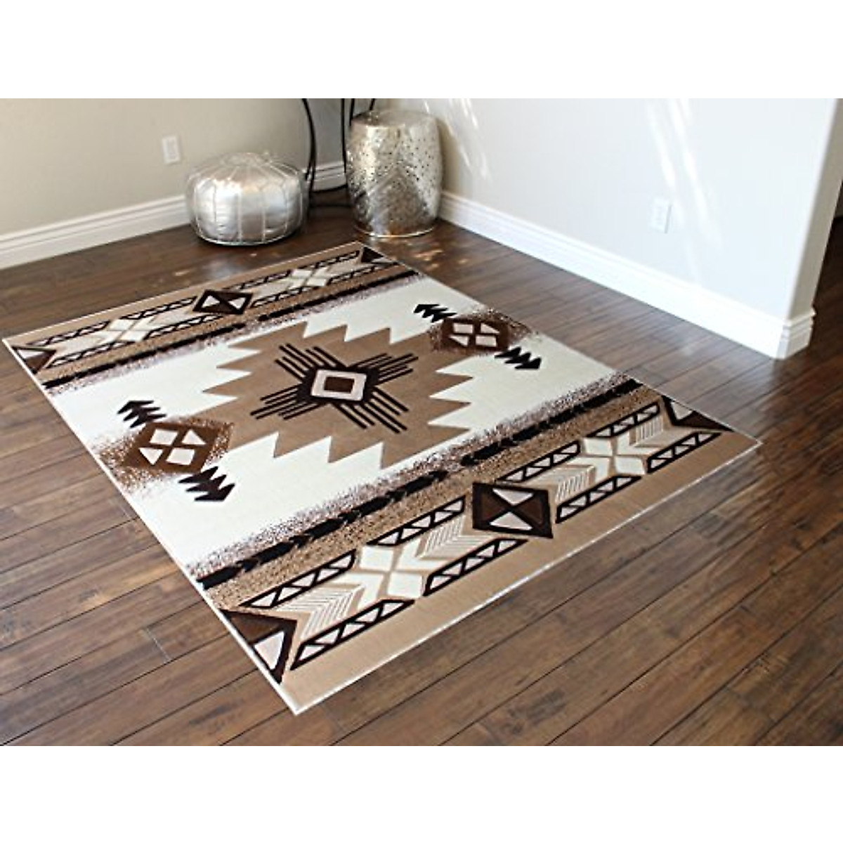 South West Native American Area Rug Design C318 Ivory (5 Feet X 7 Feet)
