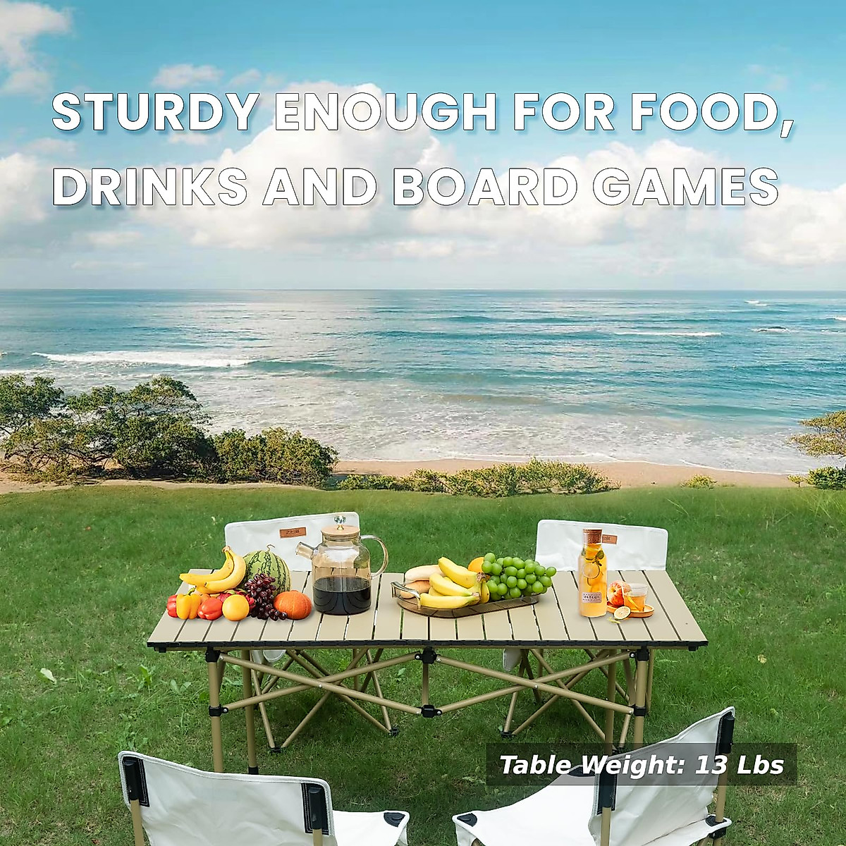 Hastoygo Folding Camping Table Loads 165 Lbs, Height Adjustable from 21.65" to 27.56", Picnic Table 47.24" x 21.65", Camp Table Portable with Carry Bag for Outdoor Cooking,Beach,Backyard,Tailgating