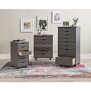 Linon Home Decor Products Corinne Six Drawer Storage, Grey Rolling Cart